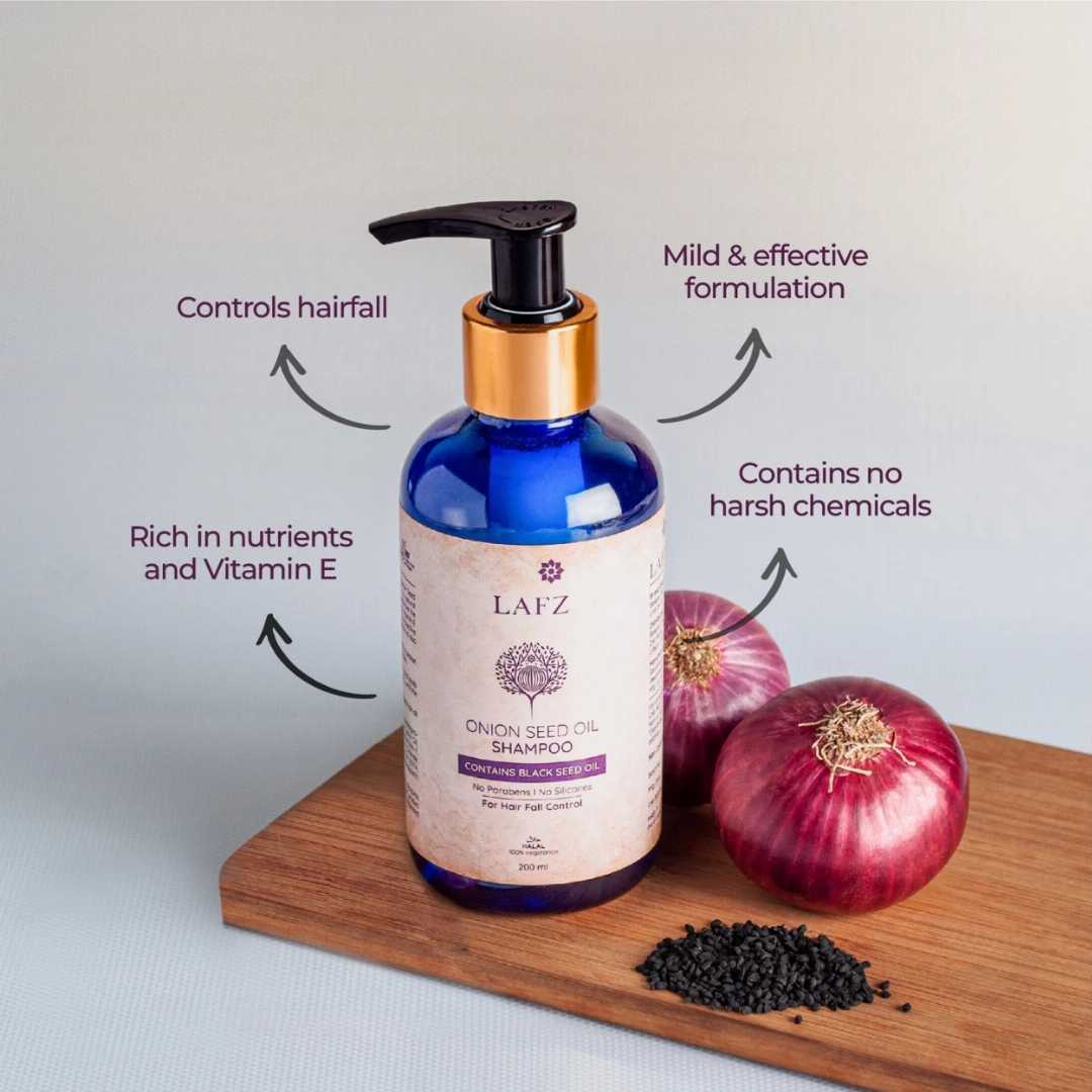 LAFZ Halal Onion Seed Oil Shampoo For Hair Fall Control (200ml ...